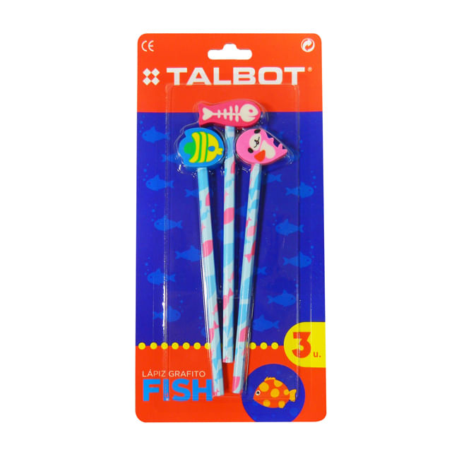 LAPIZ C/GOMA TALBOT FISH BL x 3 - Tomy