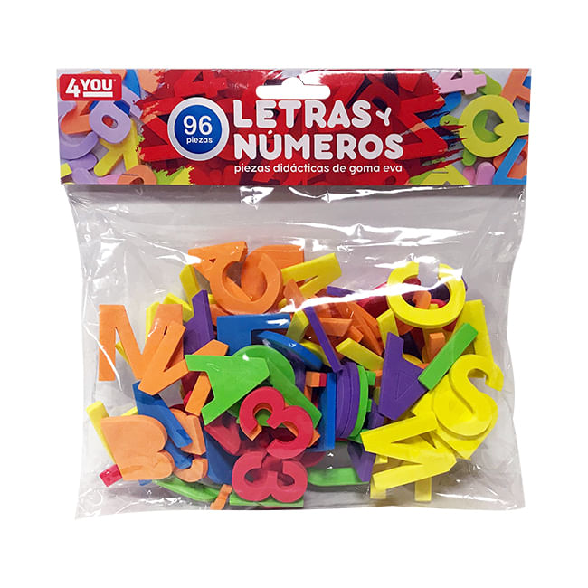 LETRAS NUMEROS Y SIGNOS GOMA EVA 4 YOU x 96U. - Tomy
