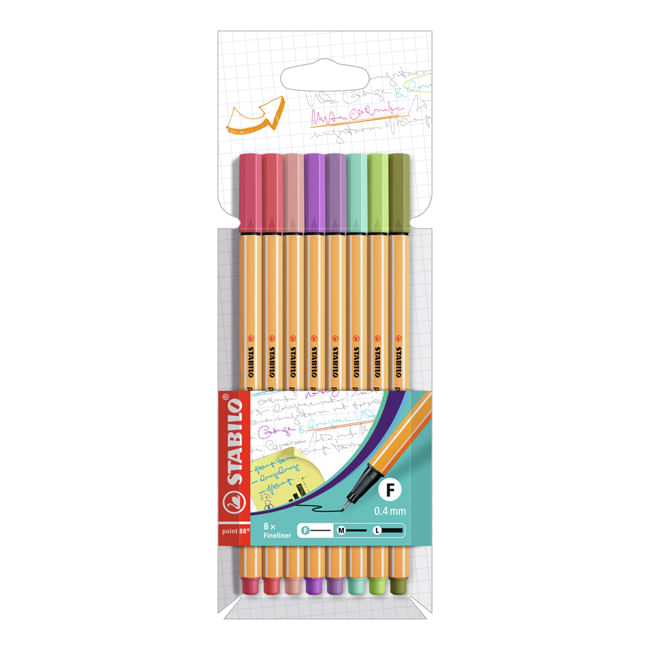 MICROFIBRA STABILO POINT 88 WALLET x 8 COLORES NUEVOS - Tomy
