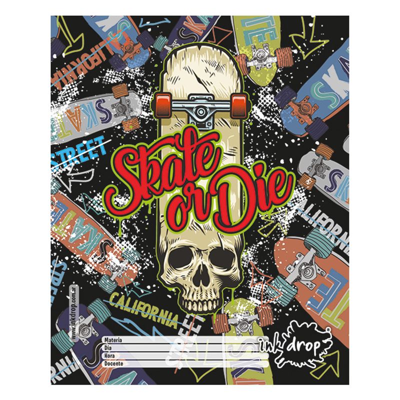 CARATULA ESCOLAR SKATE Y SKULLS x 6 - Tomy