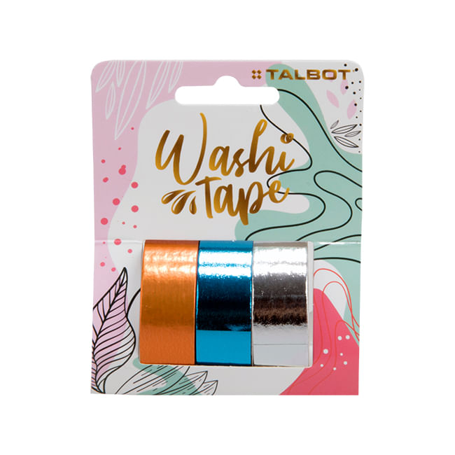 CINTA TALBOT WASHI TAPE 1,5 x 3mts. HANG TAG x 3 METALLIC - Tomy