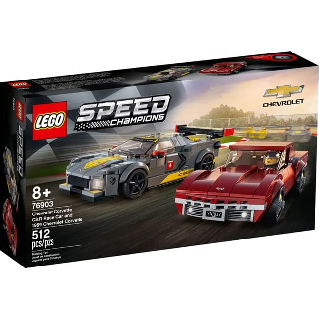 BLOQUE LEGO SPEED CHEVROLET CORVETTE 1969 Y CORVETTE C8.R 512pzas - Tomy